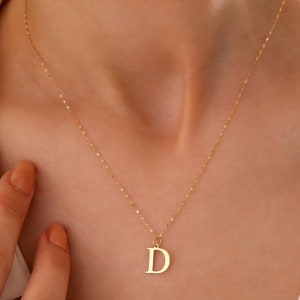 14 K Gold Letter D Thin Mirror Chain Necklace - Etsy