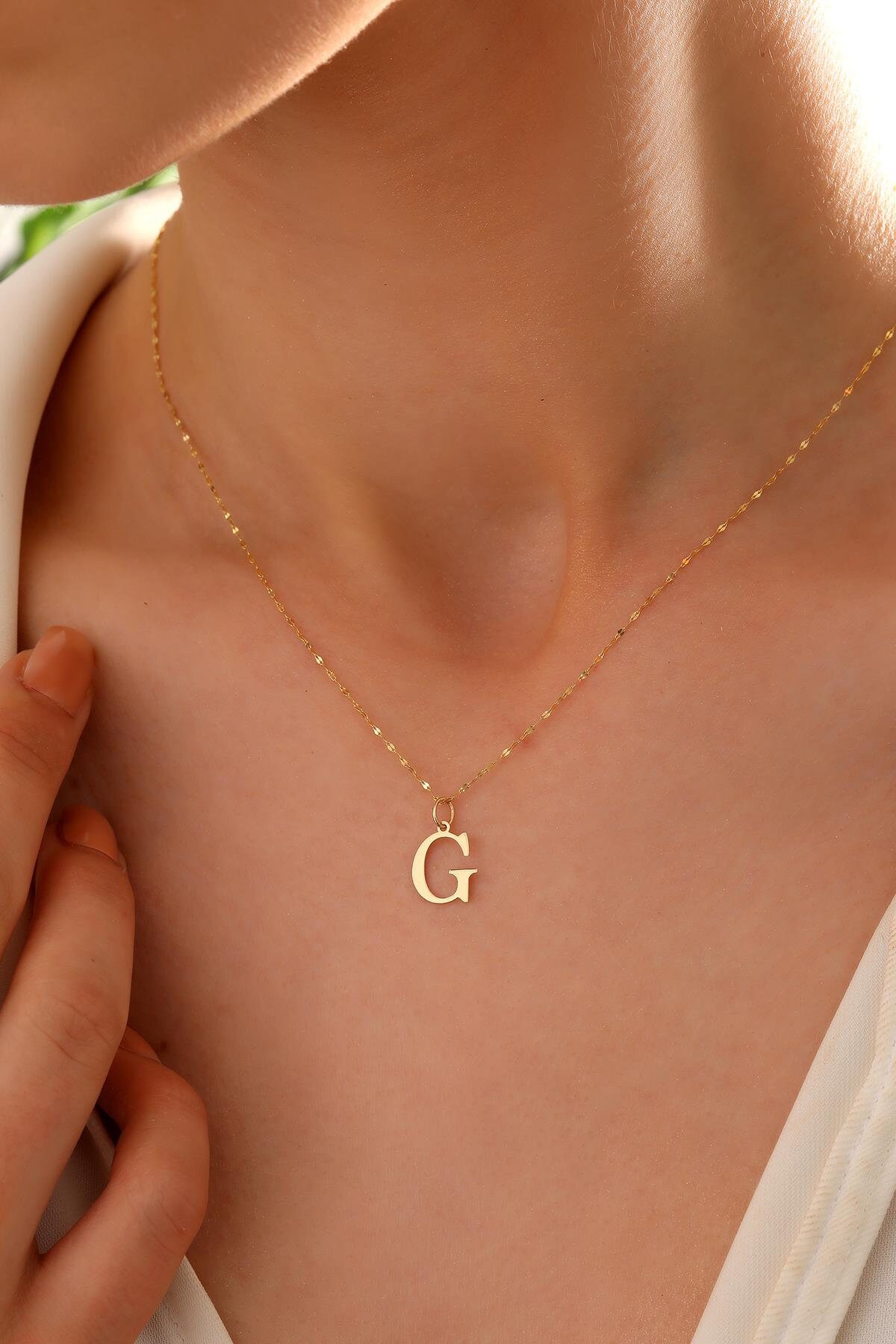 14 K Gold Letter G Thin Mirror Chain Necklace - Etsy