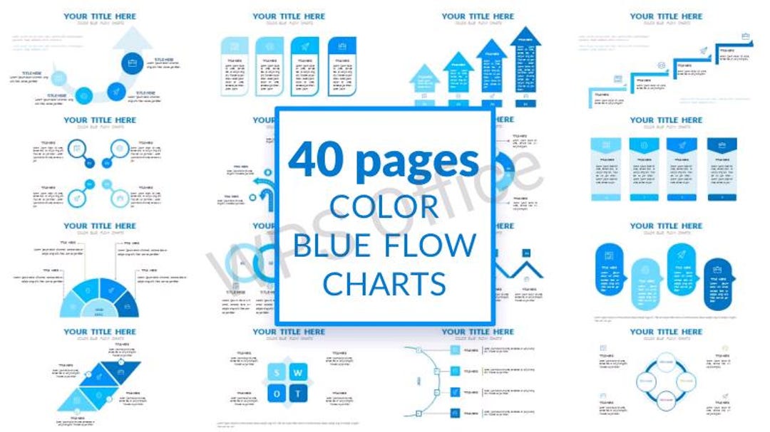 40 Pages Color Blue Flow Chart Powerpoint Templates - Etsy