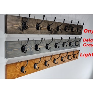 Rustic Coat Rack Wooden Vintage Look Door or Wall Mounted Black Double ...