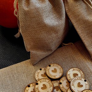 10 Pcs Handmade With Love Wooden Tokens Professional Stickers, Hand ...