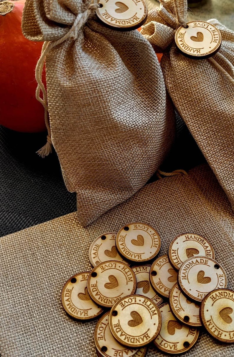 10 Pcs Handmade With Love Wooden Tokens Professional Stickers, Hand ...