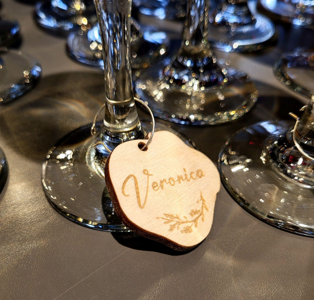 Personalized Wooden Glass Charms, Party Table Decor, Wedding Table ...
