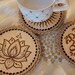 Set of 6 Om /aum Ohm Sun Symbol Home Decor Wood Coasters,gift Handmade ...
