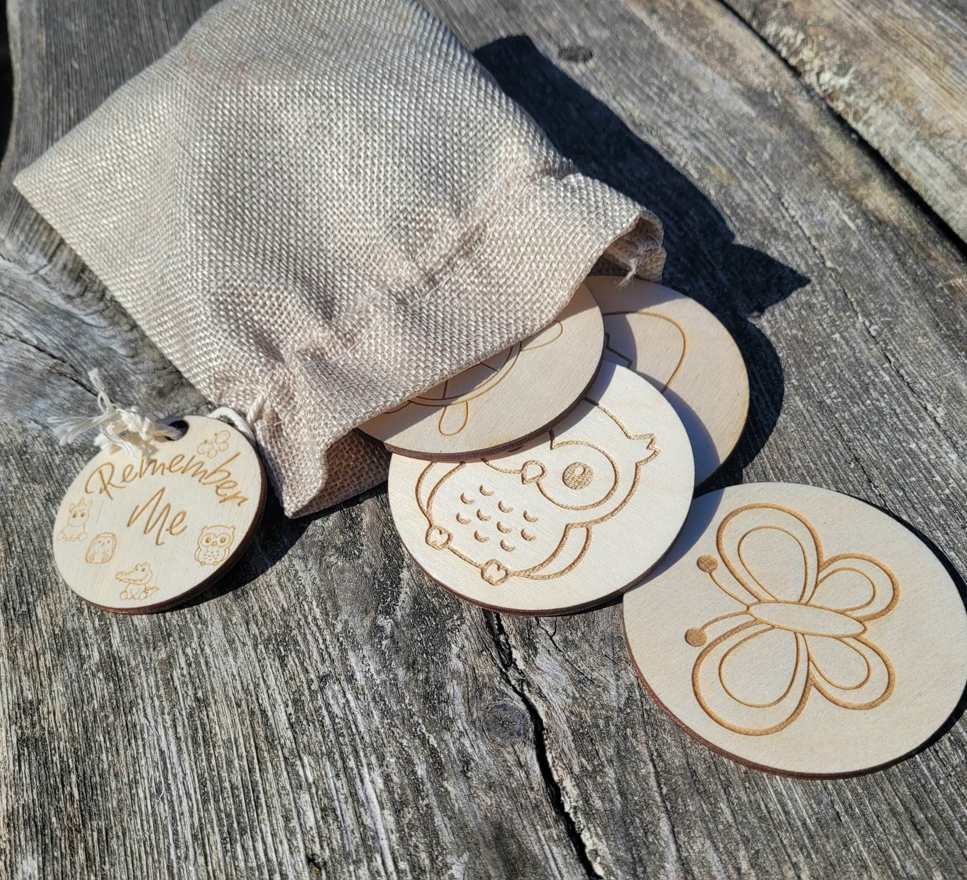 Memory Game With Animals. 10 and 10 Engraved Wooden Playing Cards ...