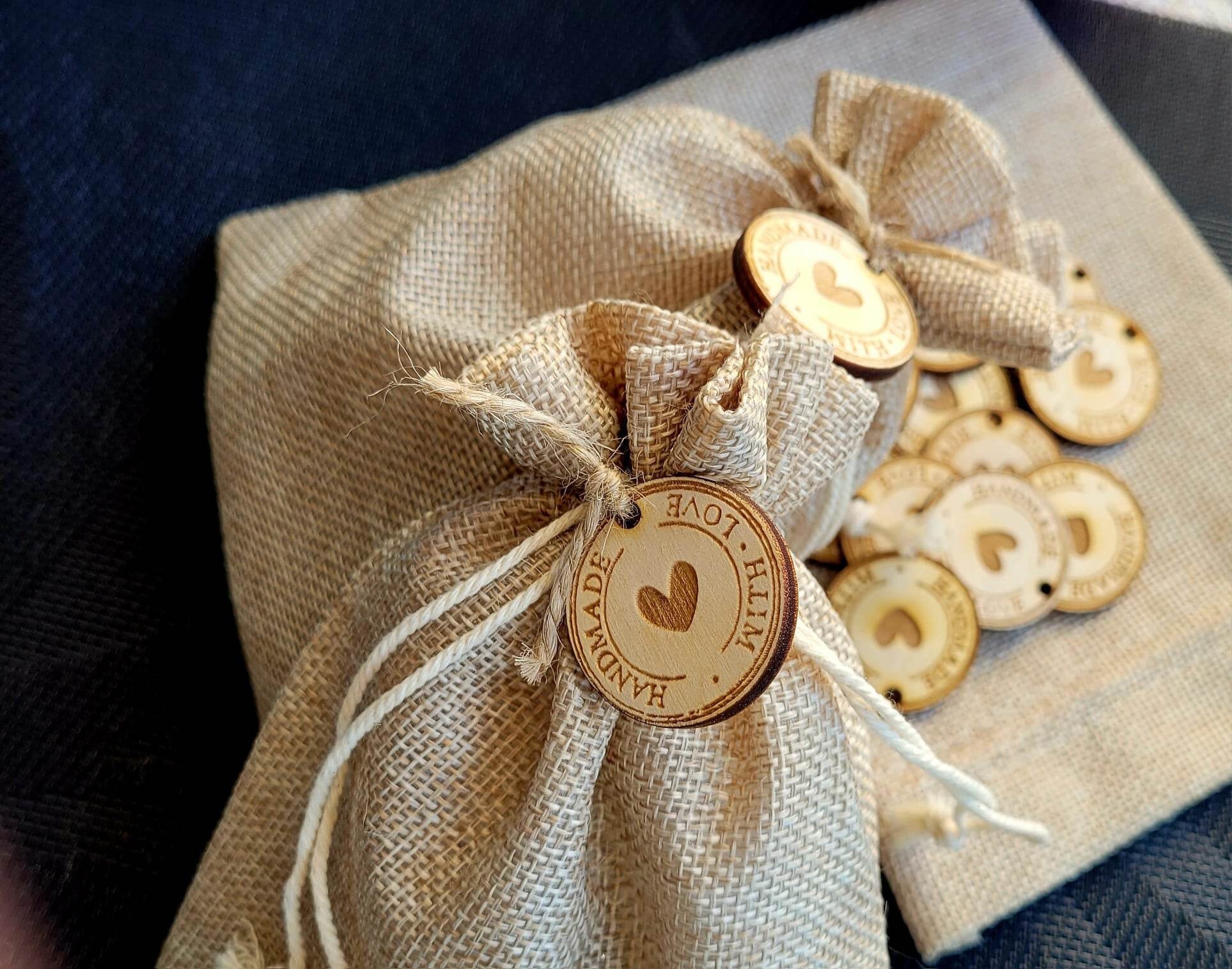 10 Pcs Handmade With Love Wooden Tokens Professional Stickers, Hand ...