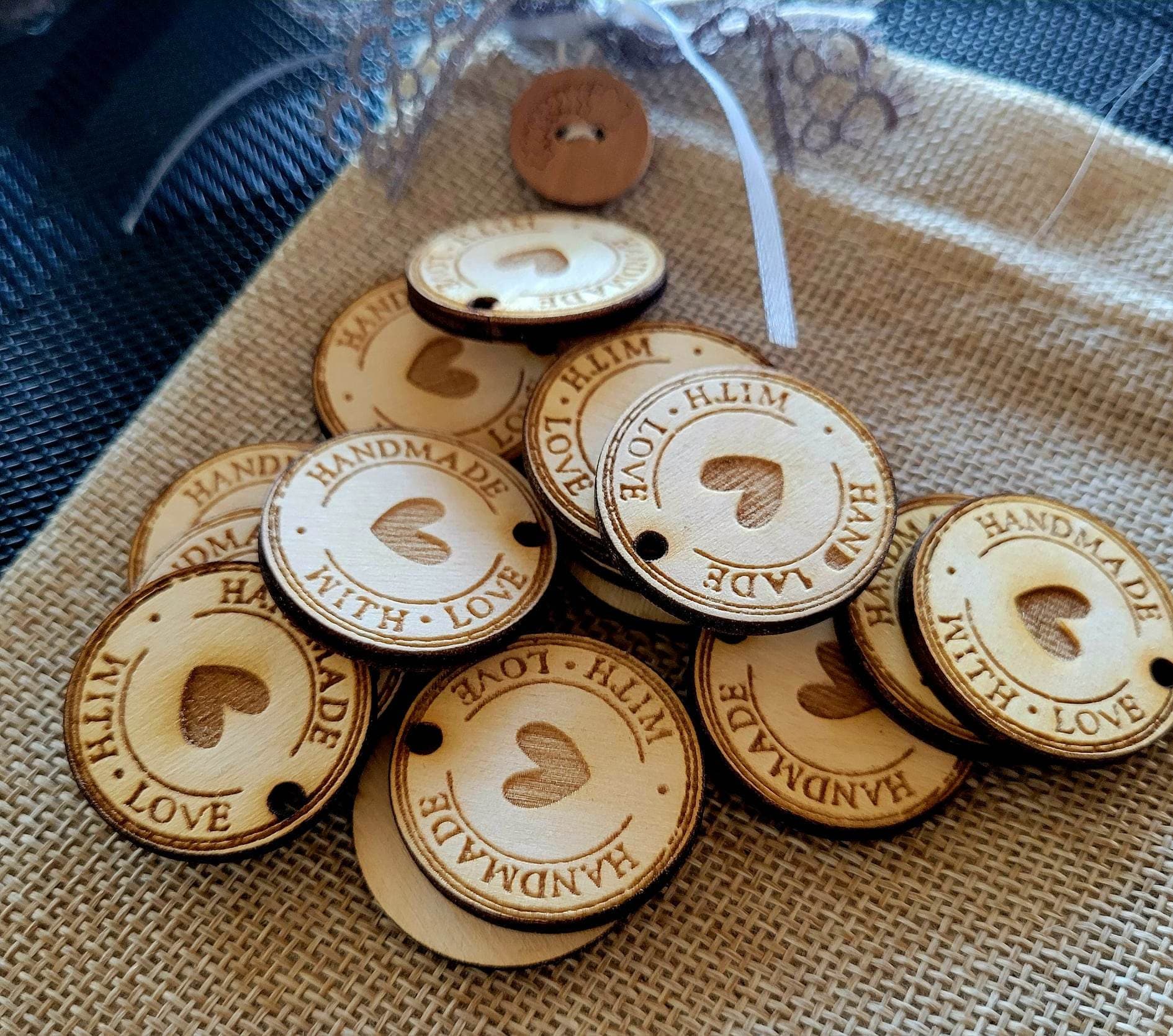 10 Pcs Handmade With Love Wooden Tokens Professional Stickers, Hand ...