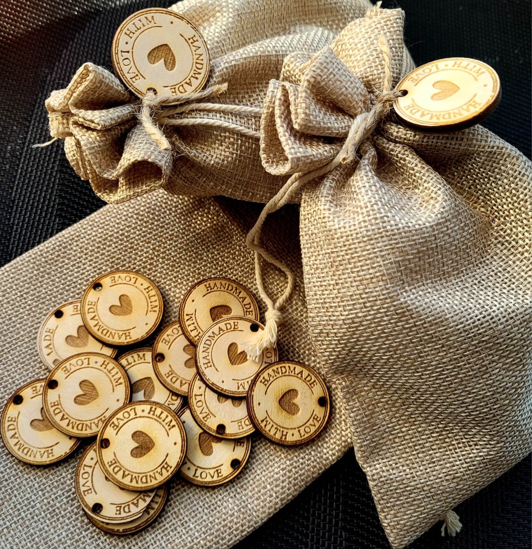 10 Pcs Handmade With Love Wooden Tokens Professional Stickers, Hand ...