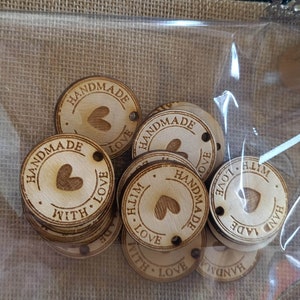 10 Pcs Handmade With Love Wooden Tokens Professional Stickers, Hand ...