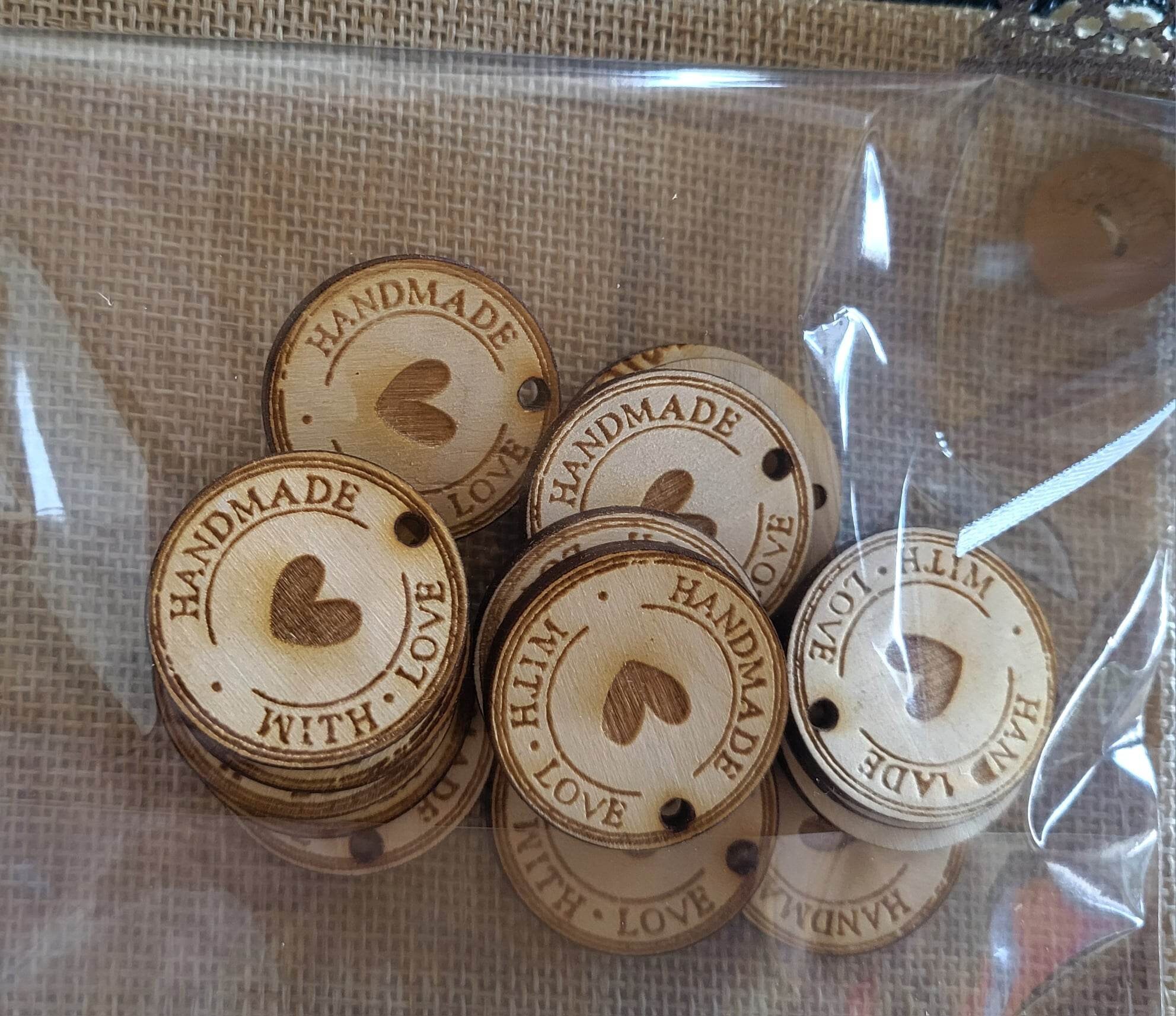 10 Pcs Handmade With Love Wooden Tokens Professional Stickers, Hand ...