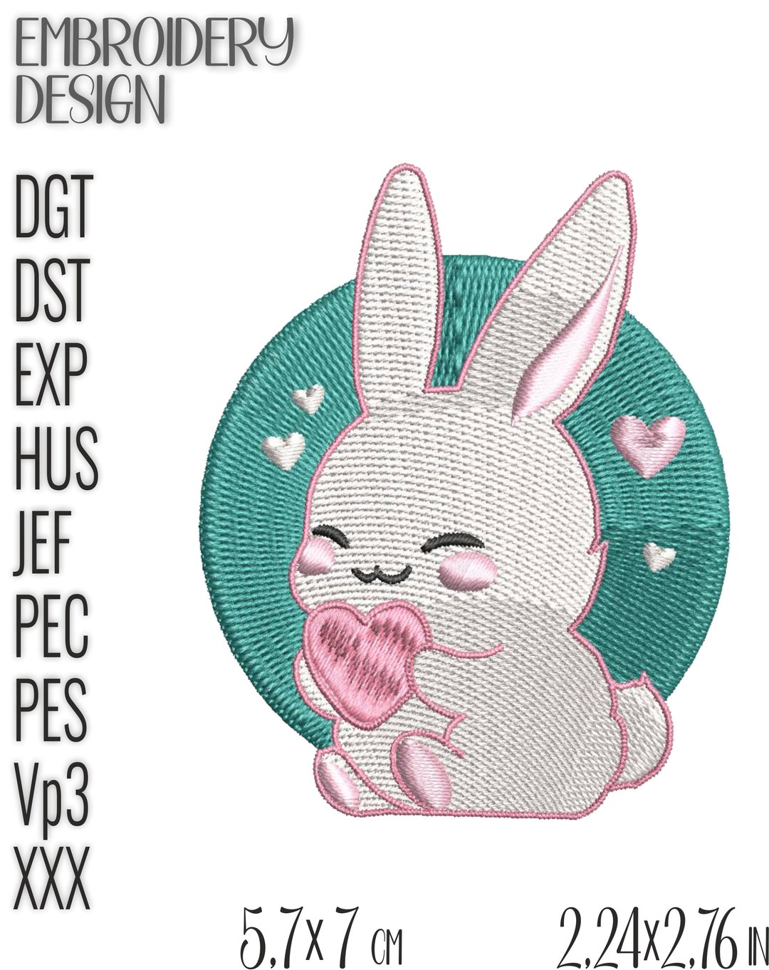 Cute Bunny Rabbit Embroidery,bunny Machine Embroidery,animal Embroidery ...