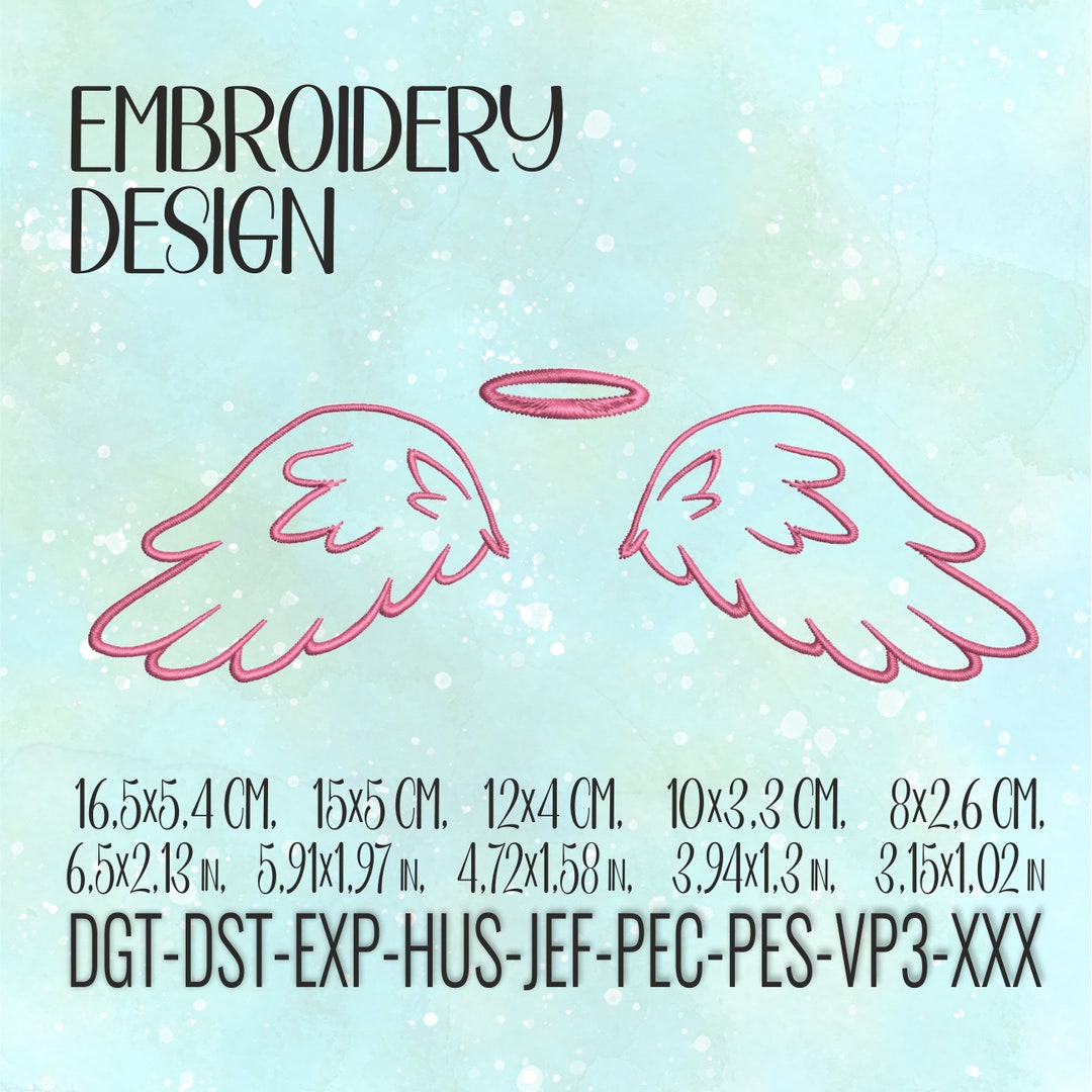 Angel Wings Embroidery Designs, Embroidery Templates Angel Wings, Angel ...