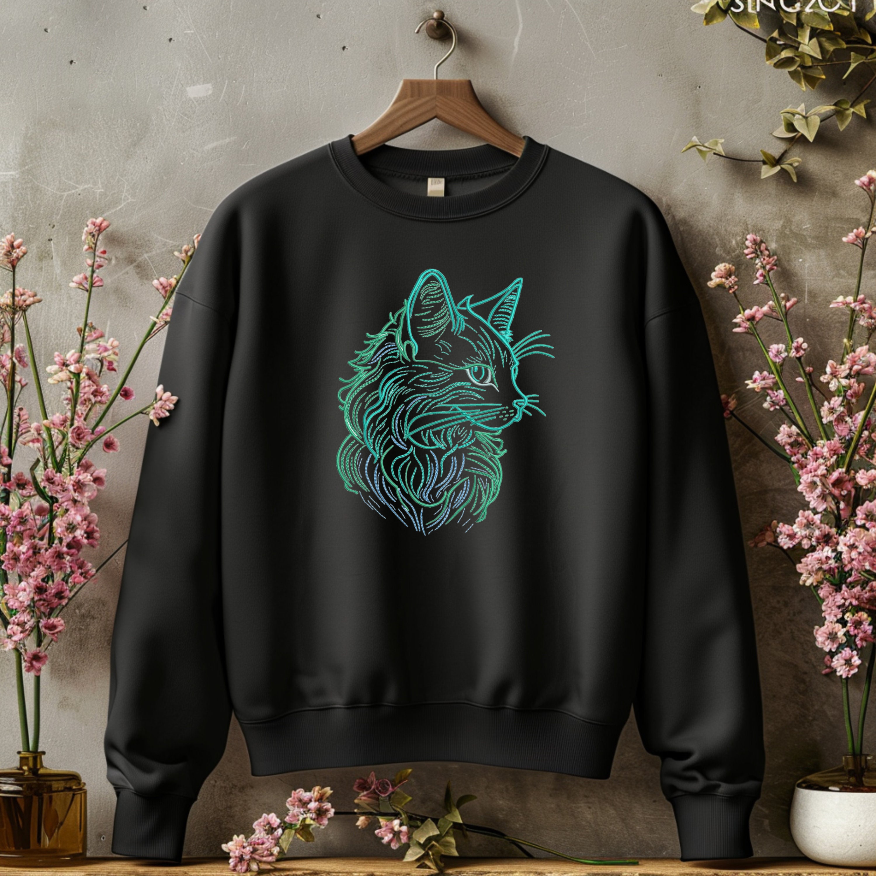 Cat Head Machine Embroidery, Design Pet Animal Pattern Pes Cat Lover ...