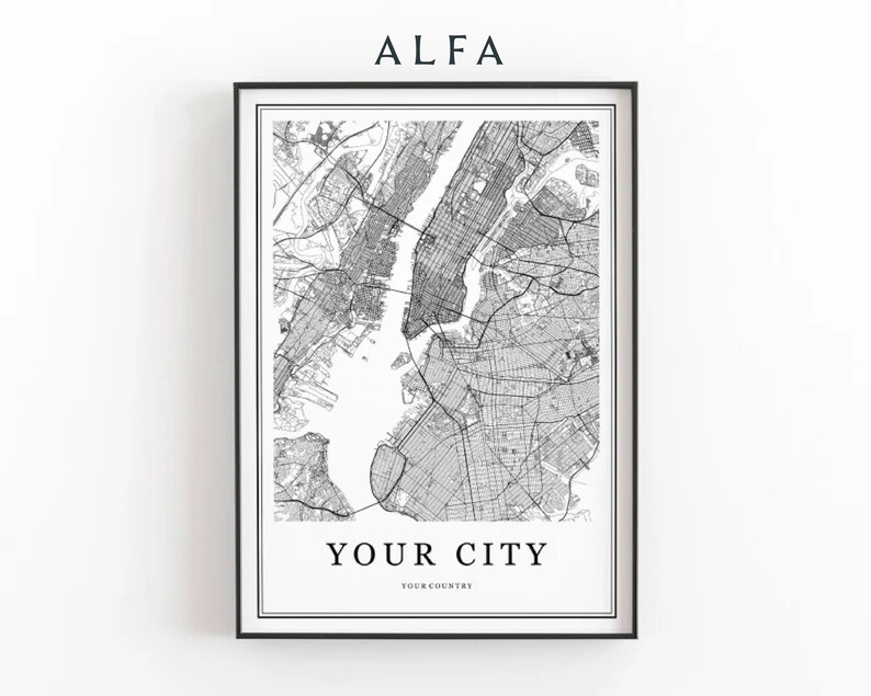 ALFA I Any City Map, Custom Map, Custom Map Poster, Any City, Any Town ...