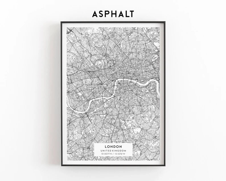 MODERN Any City Map, Custom Map, Custom Map Poster, Any City ...