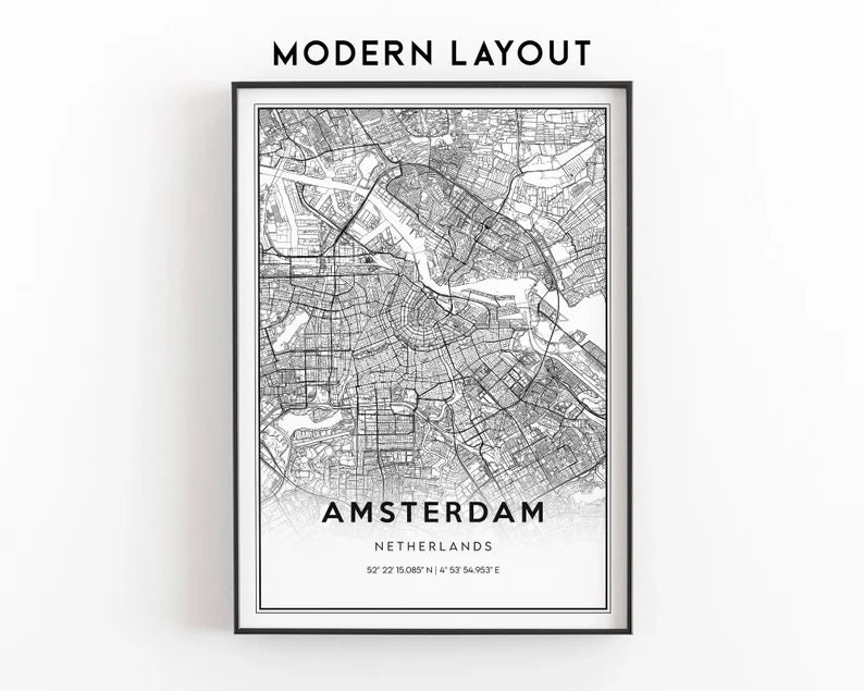 MODERN Any City Map, Custom Map, Custom Map Poster, Any City ...