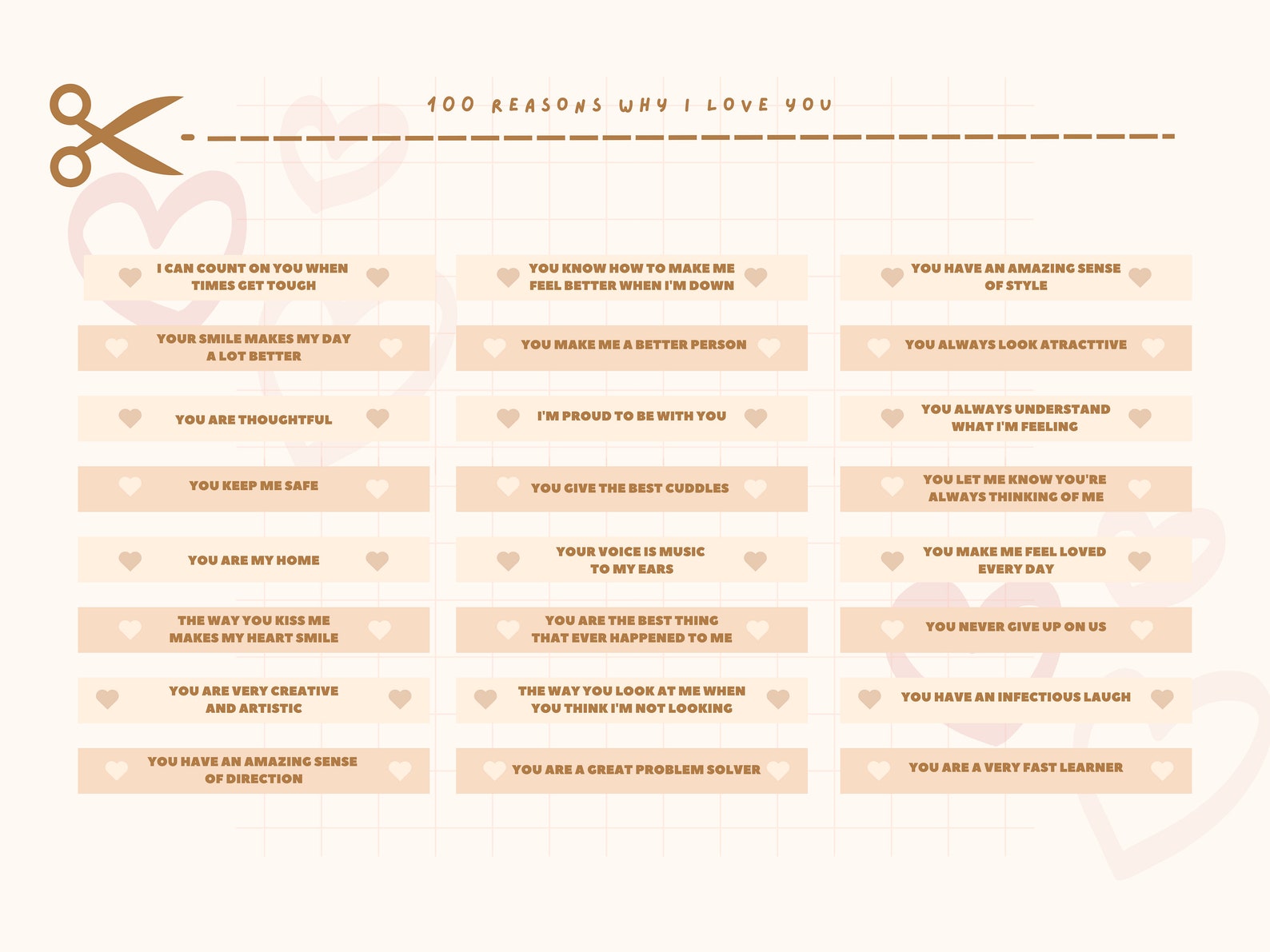 100 Reasons Why I Love You Printable, Love Jar, Gift for Significant ...