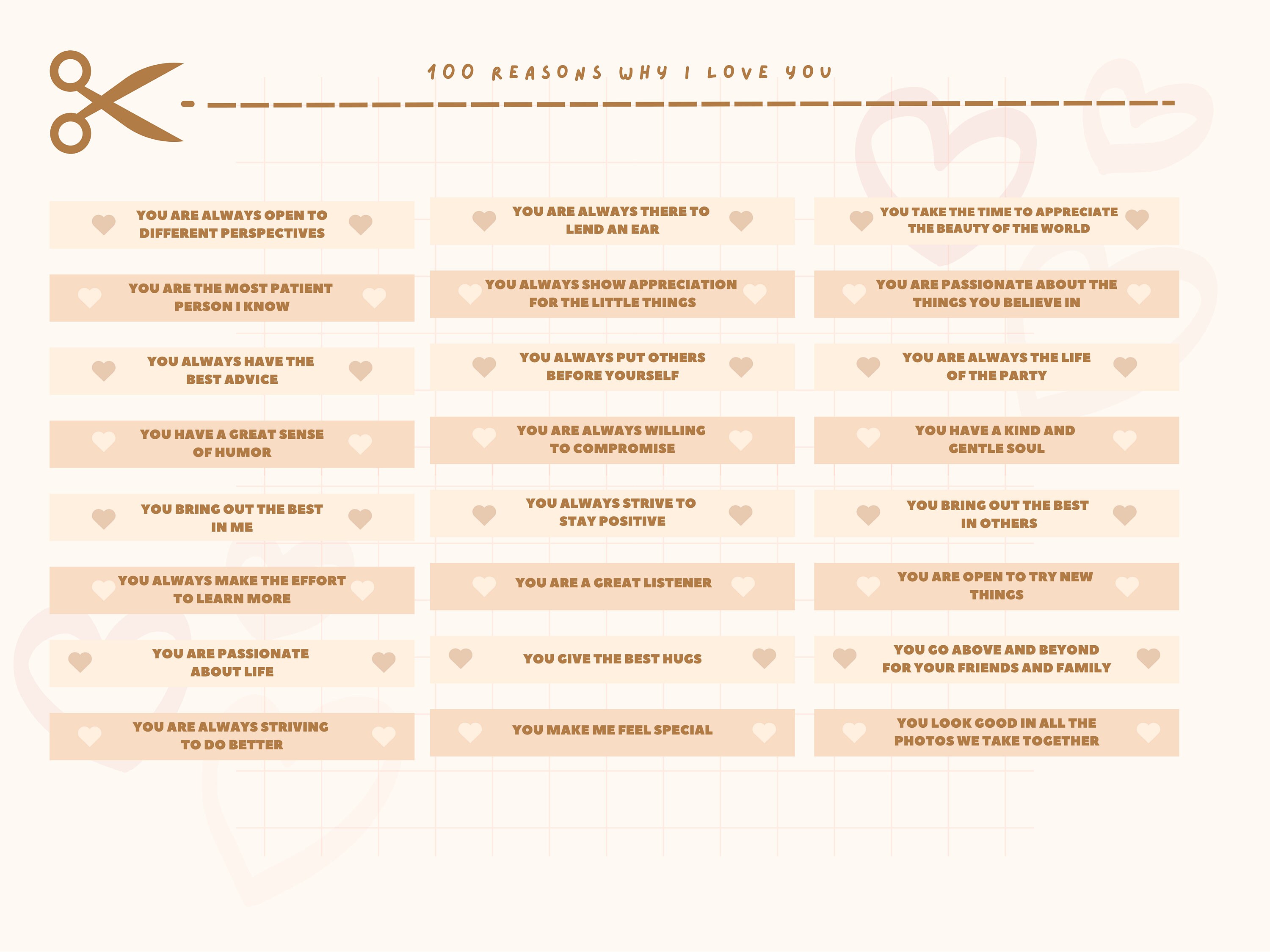 100 Reasons Why I Love You Printable, Love Jar, Gift for Significant ...