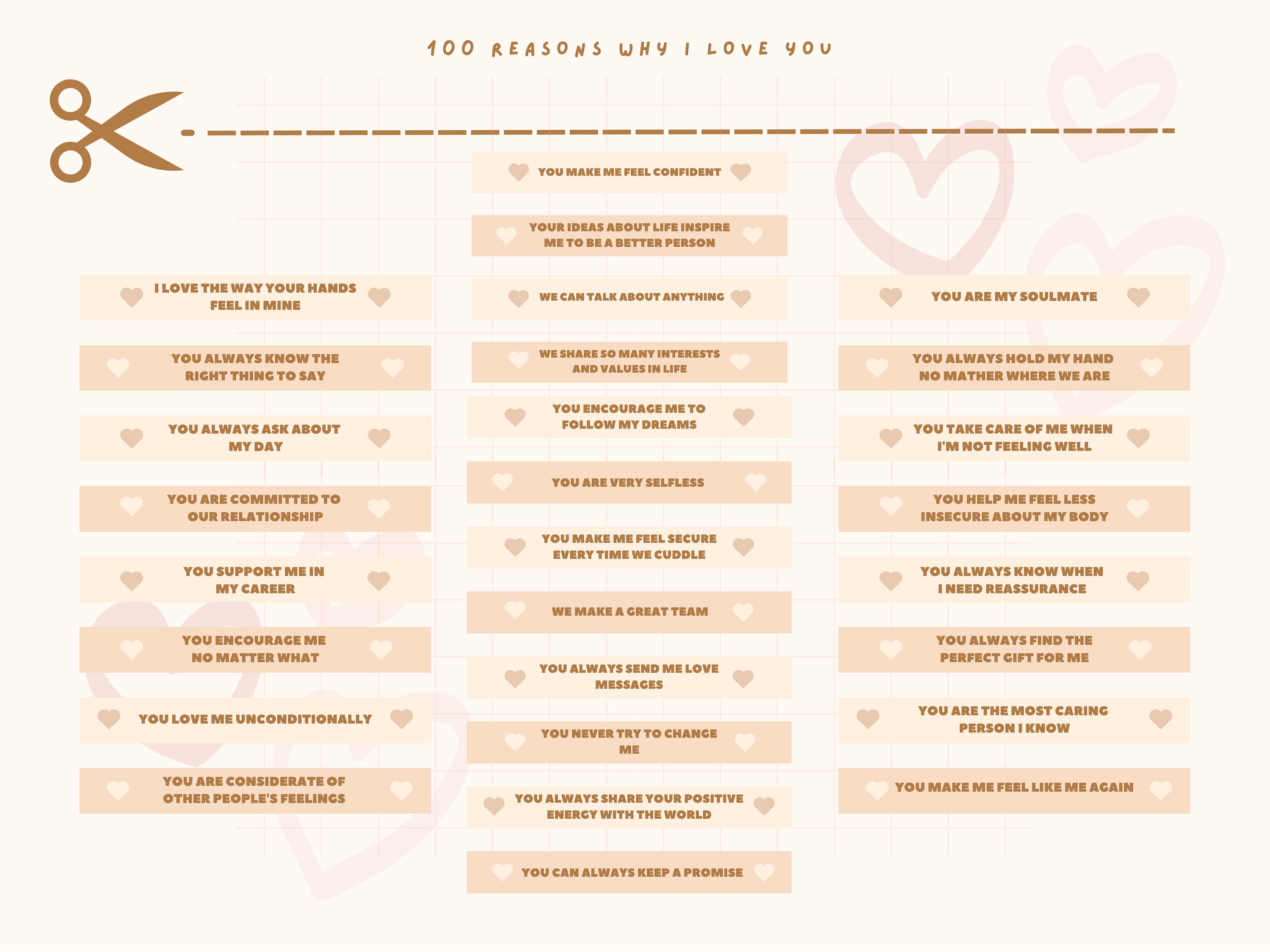 100 Reasons Why I Love You Printable, Love Jar, Gift for Significant ...