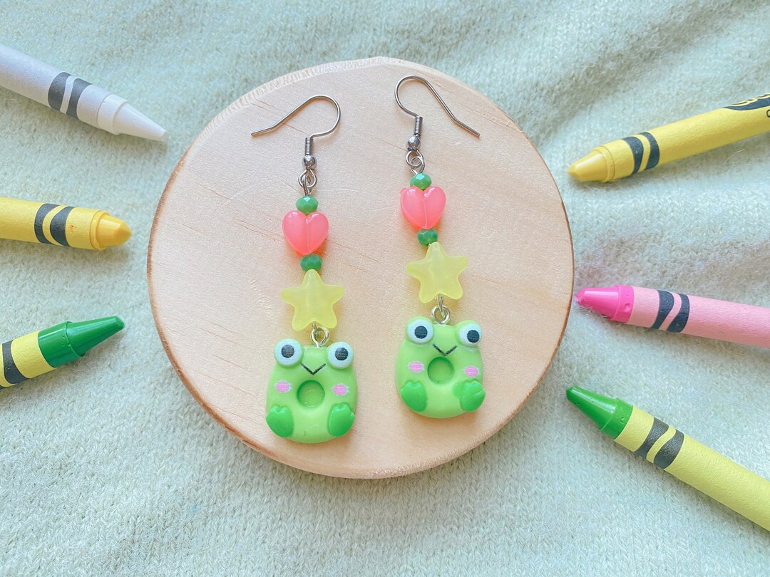 Frog Earrings Quirky Jewelry Kawaii Frog Accessories Kidcore Jewelry ...