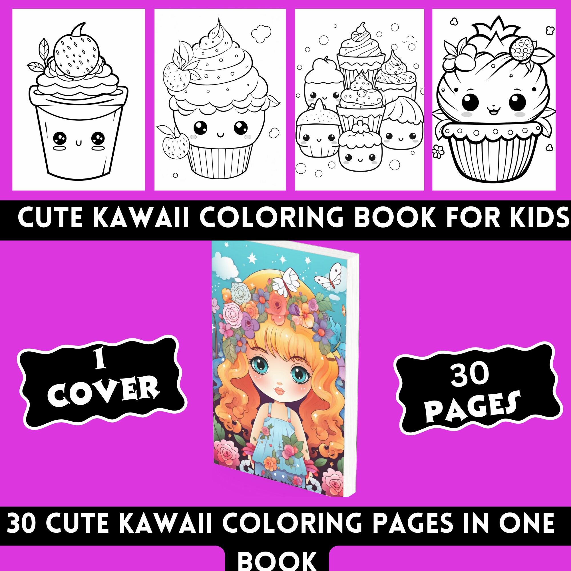 Kawaii Food Coloring Book for Kids,instant Download Coloring Book,cute ...
