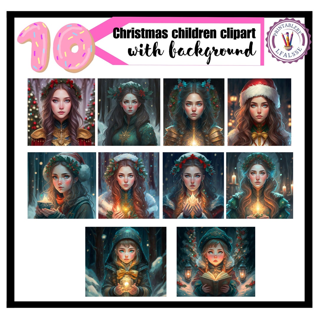 10 Christmas Girls Clipart, Christmas Clipart,christmas Digital Clipart ...