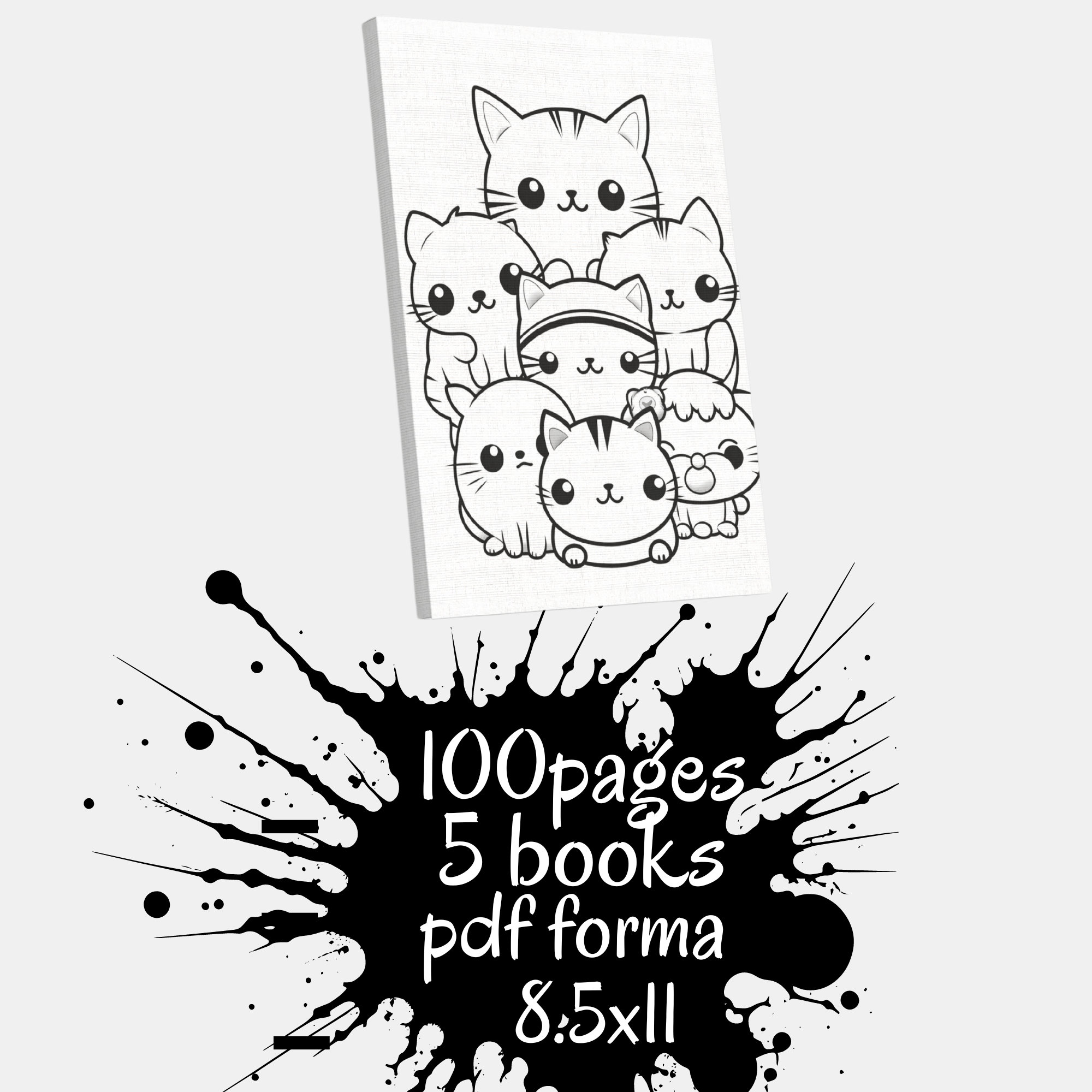 100 Cute Kawaii Coloring Pages for Kids 5 Coloring Books Digital ...