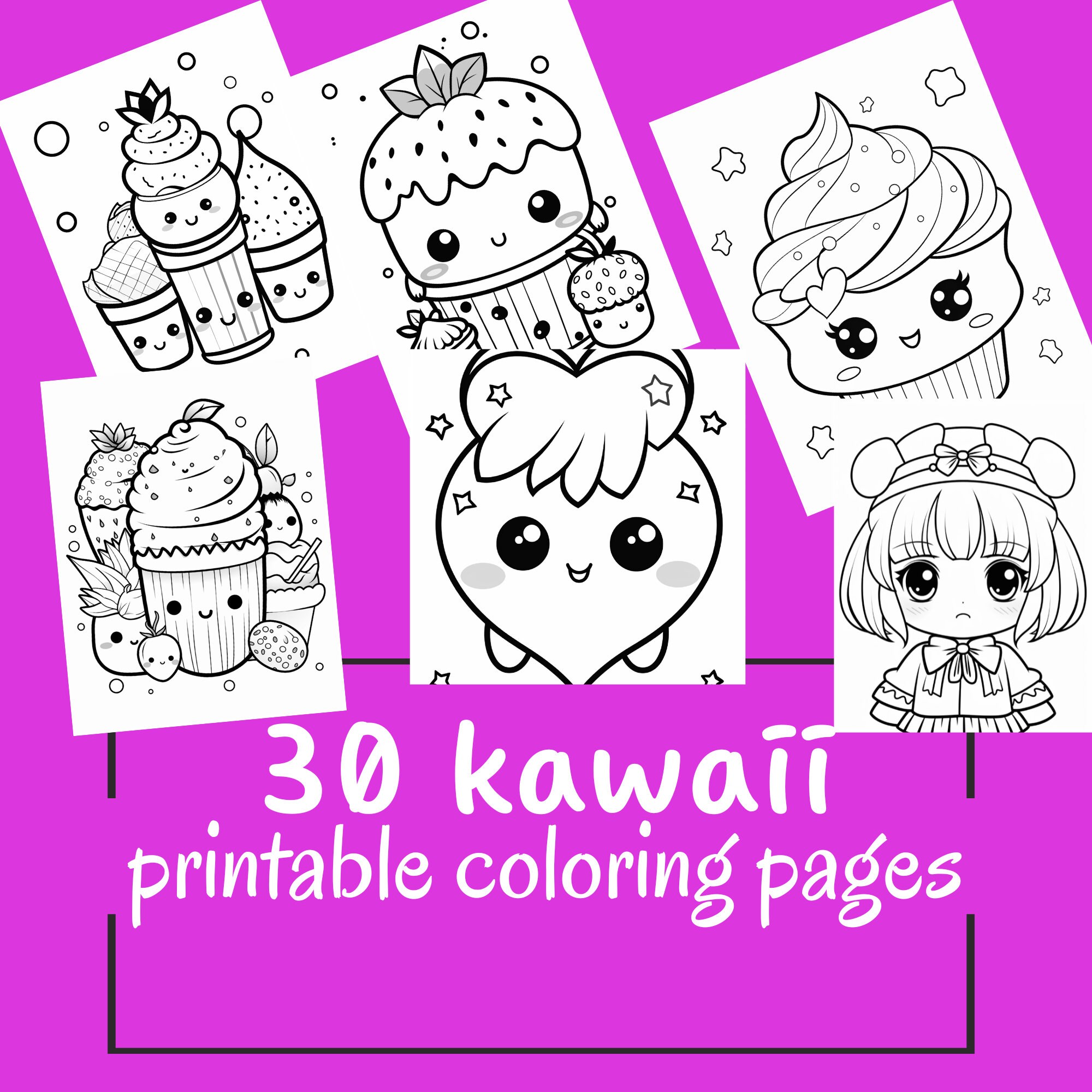 Kawaii Food Coloring Book for Kids,instant Download Coloring Book,cute ...