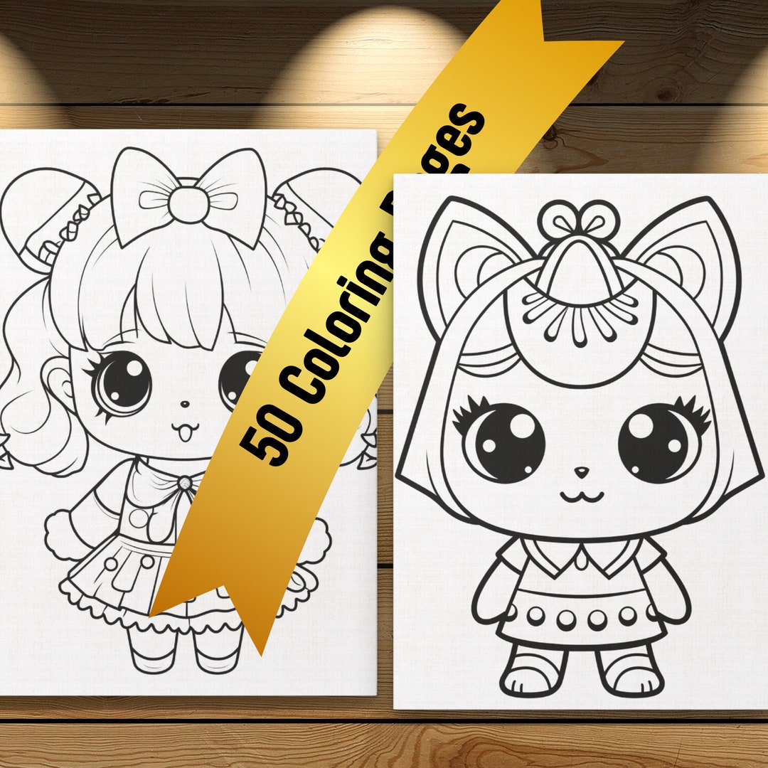 50 Cute Kawaii Coloring Pages for Kids! 5 PDF Coloring Pages Digital ...