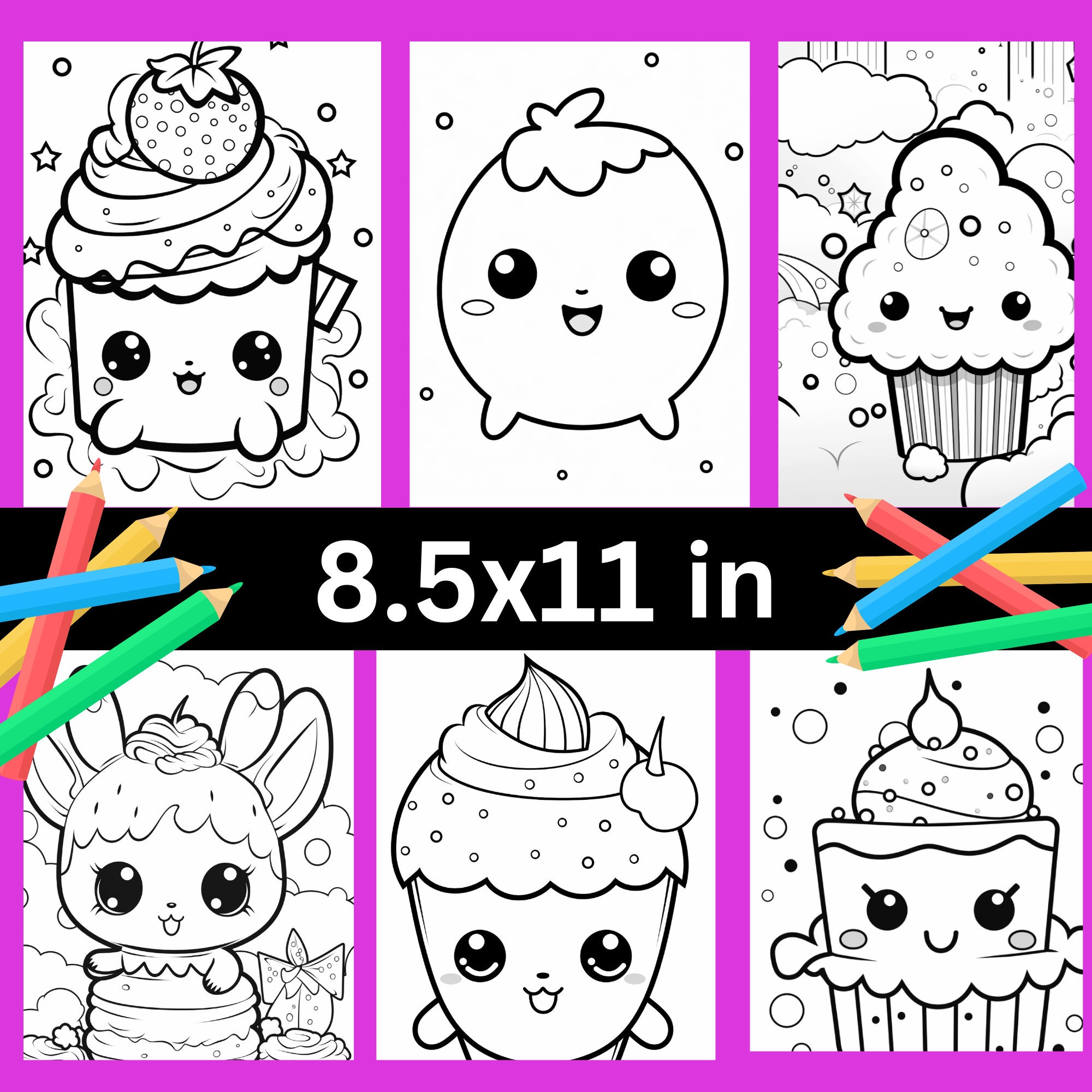 Kawaii Food Coloring Book for Kids,instant Download Coloring Book,cute ...