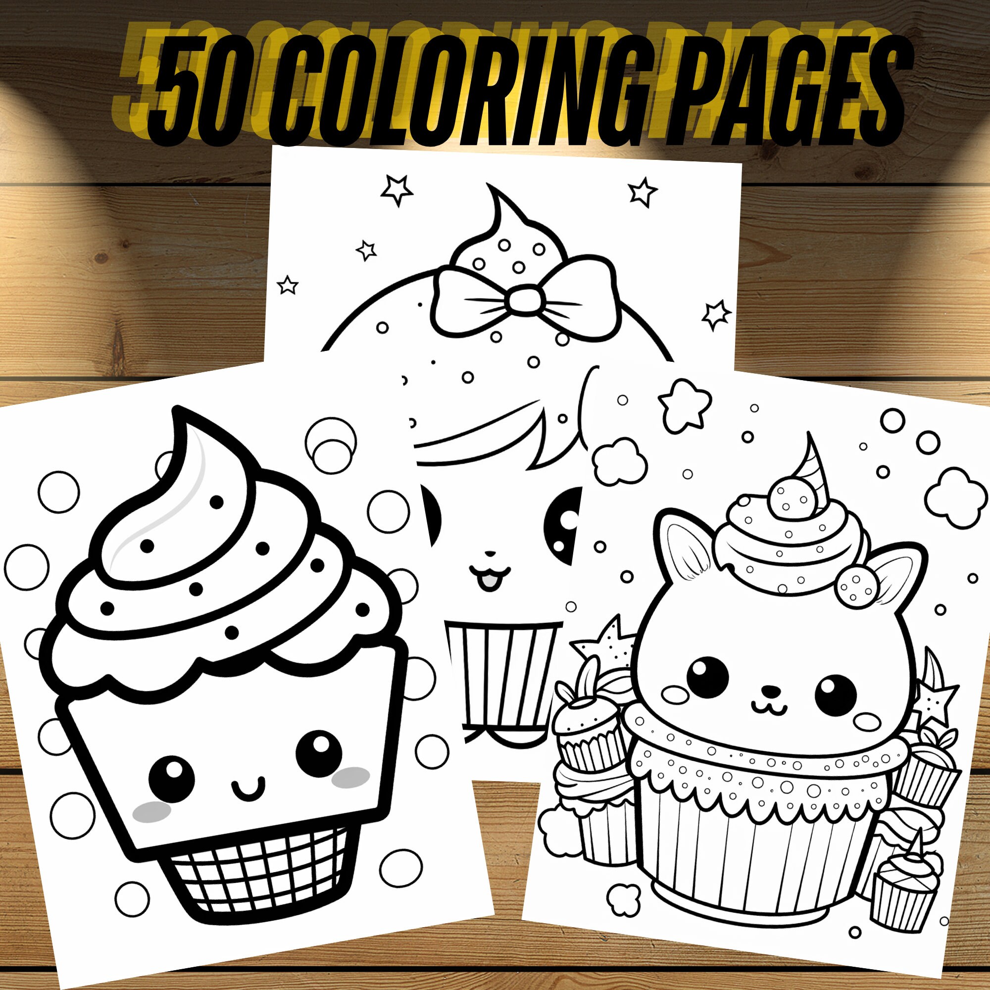 50 Cute Kawaii Coloring Pages for Kids! 5 PDF Coloring Pages Digital ...