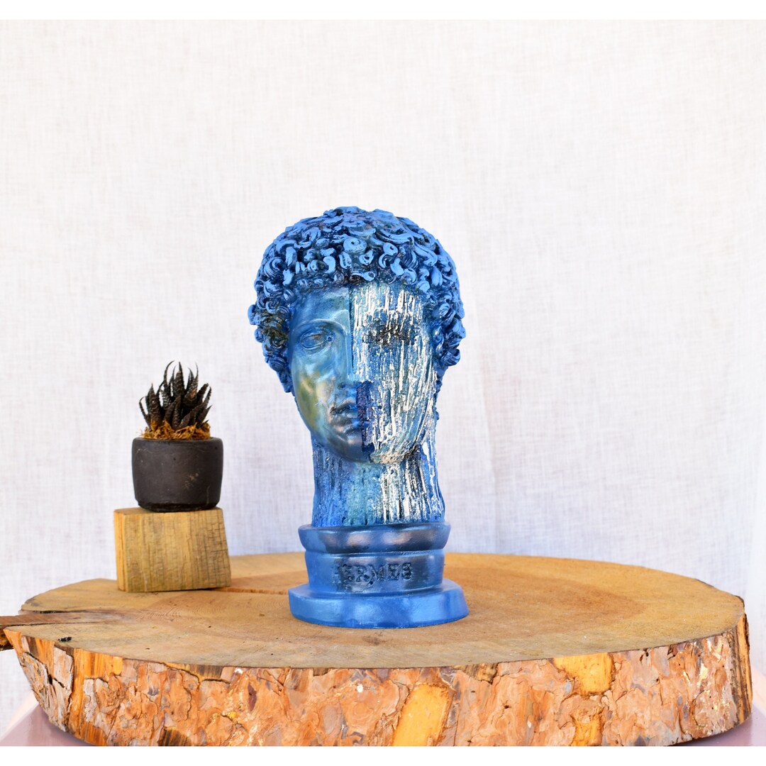Handmade Hermes Head Statue: Resin and Acrylic Art Decor - Etsy