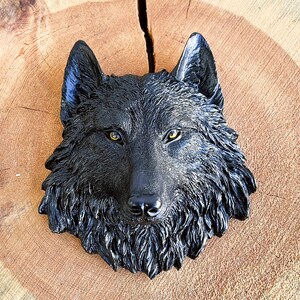 Handmade Black Wolf Head Wall Decor: Resin Animal Figurine - Etsy
