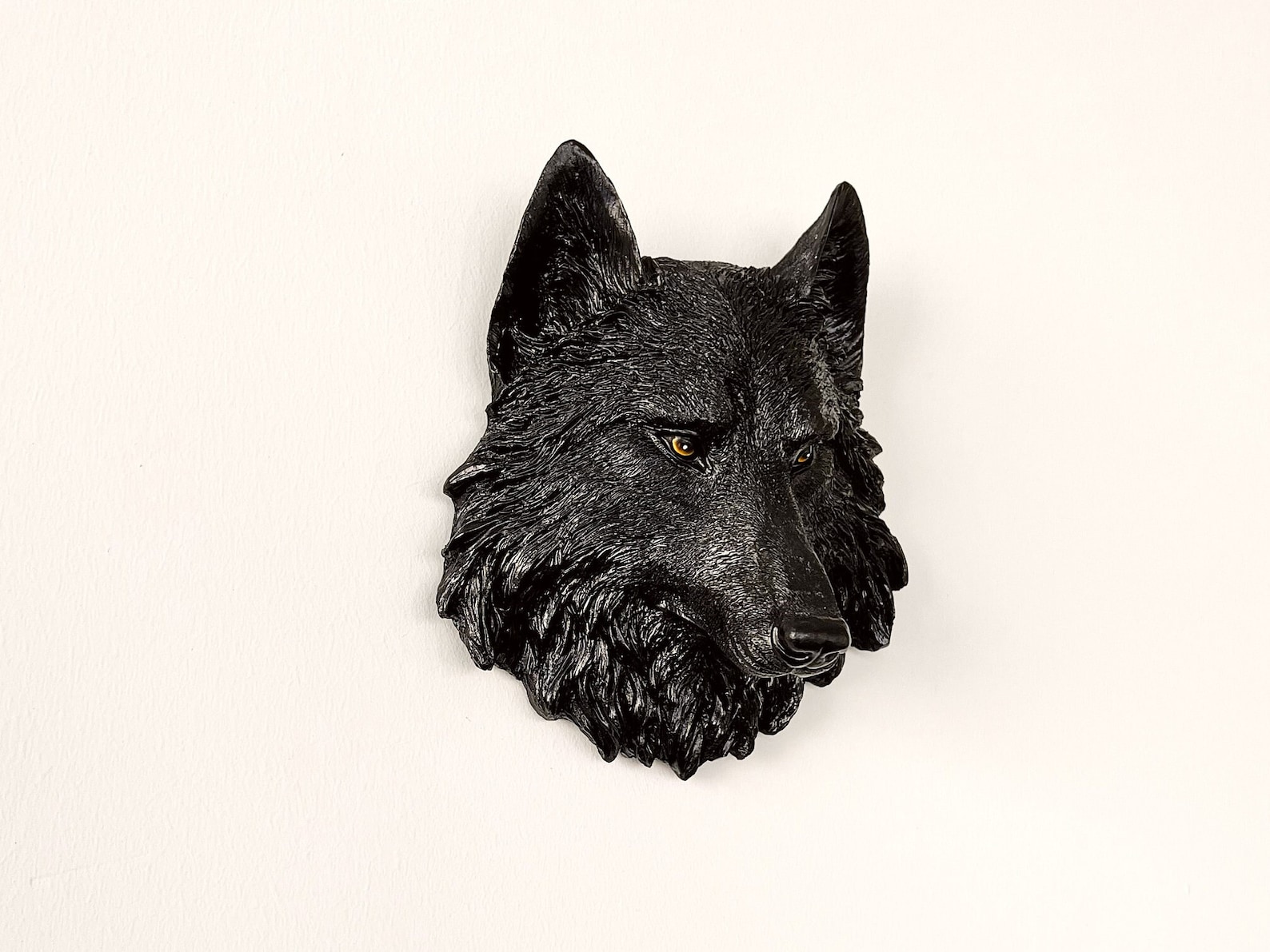 Handmade Black Wolf Head Wall Decor: Resin Animal Figurine - Etsy