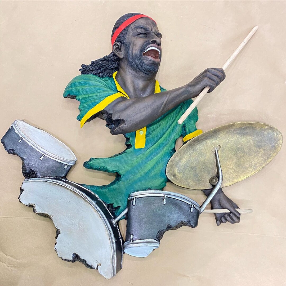 Large Afro Drummer Wall Decor, Wall Hanging Statue, Home Decor, Art ...