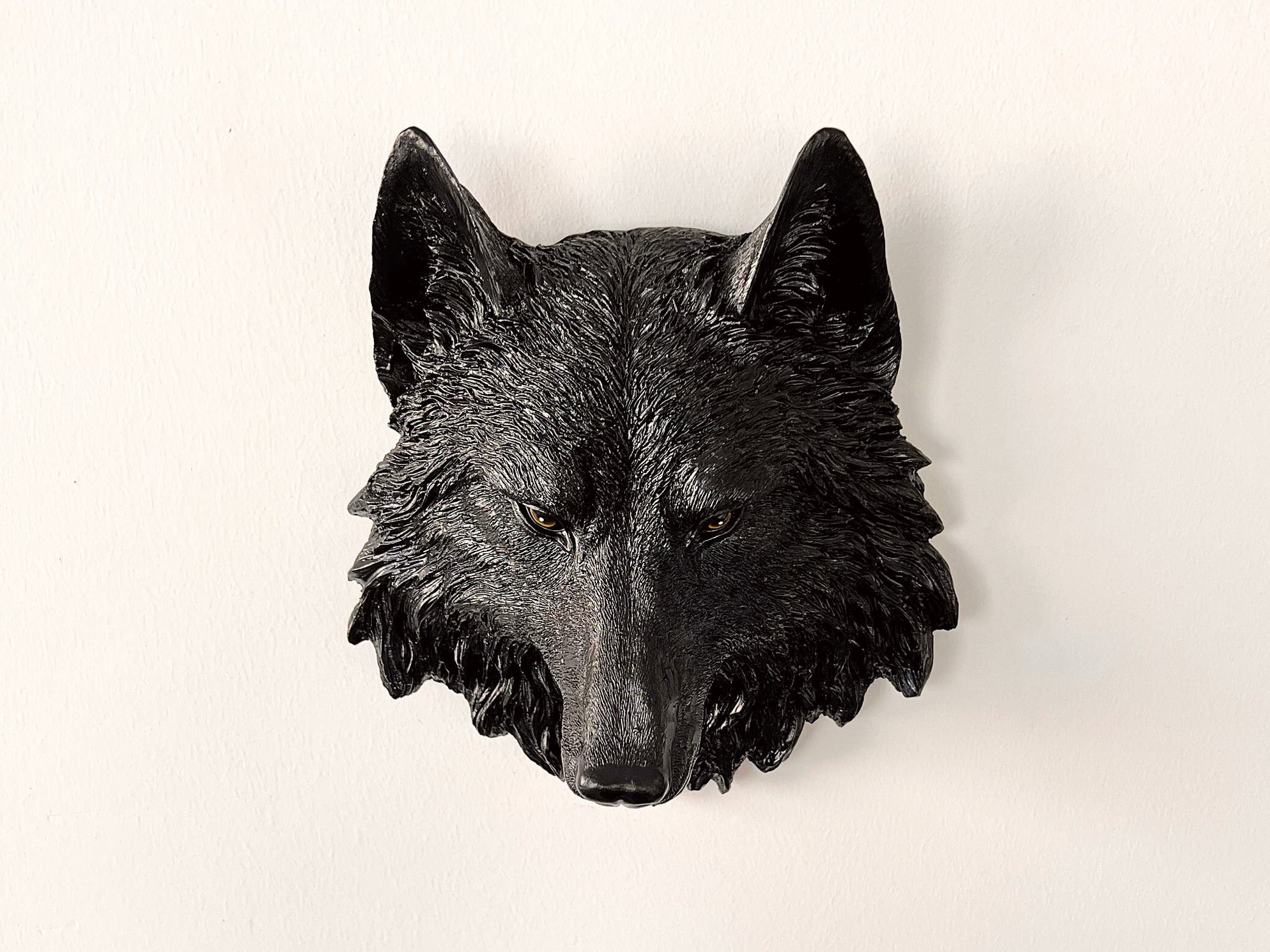 Handmade Black Wolf Head Wall Decor: Resin Animal Figurine - Etsy
