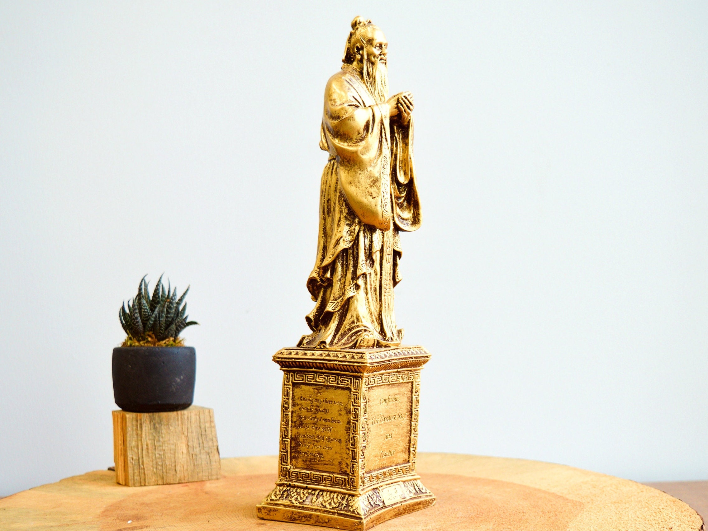 Large Confucius Statue in Gold Color - Etsy