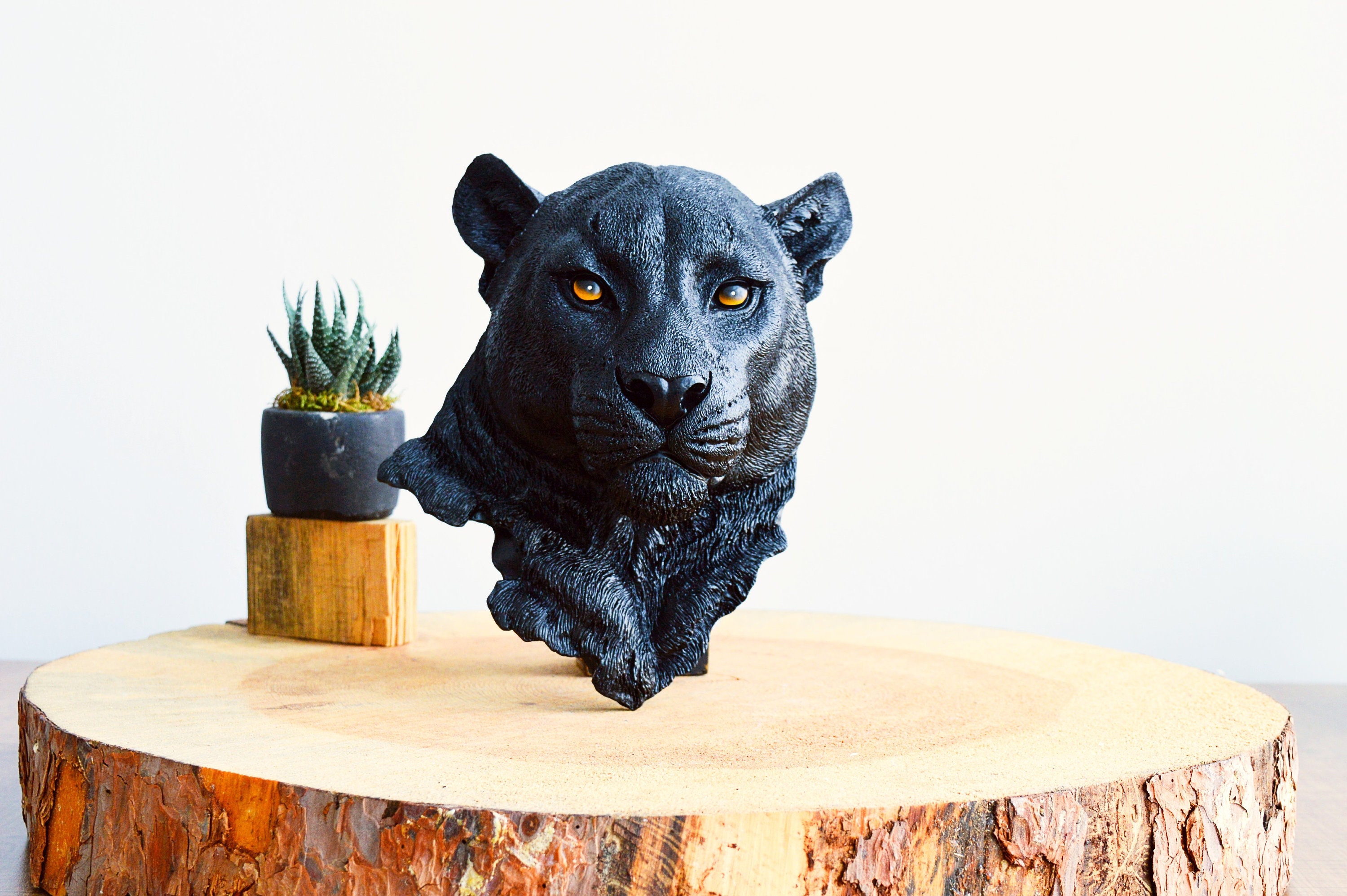 Black Puma Wall Decor / Puma Head Wall Decor / Animal Figurine - Etsy
