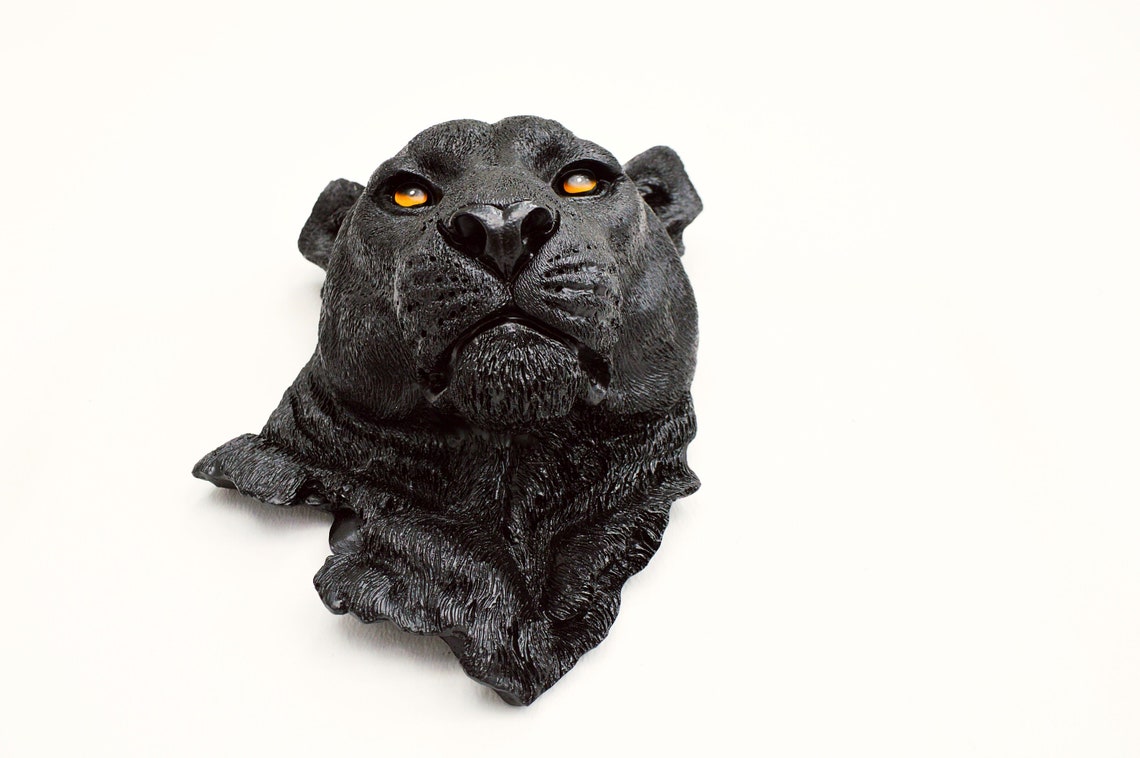 Handmade Black Puma Head Wall Decor: Animal Figurine - Etsy