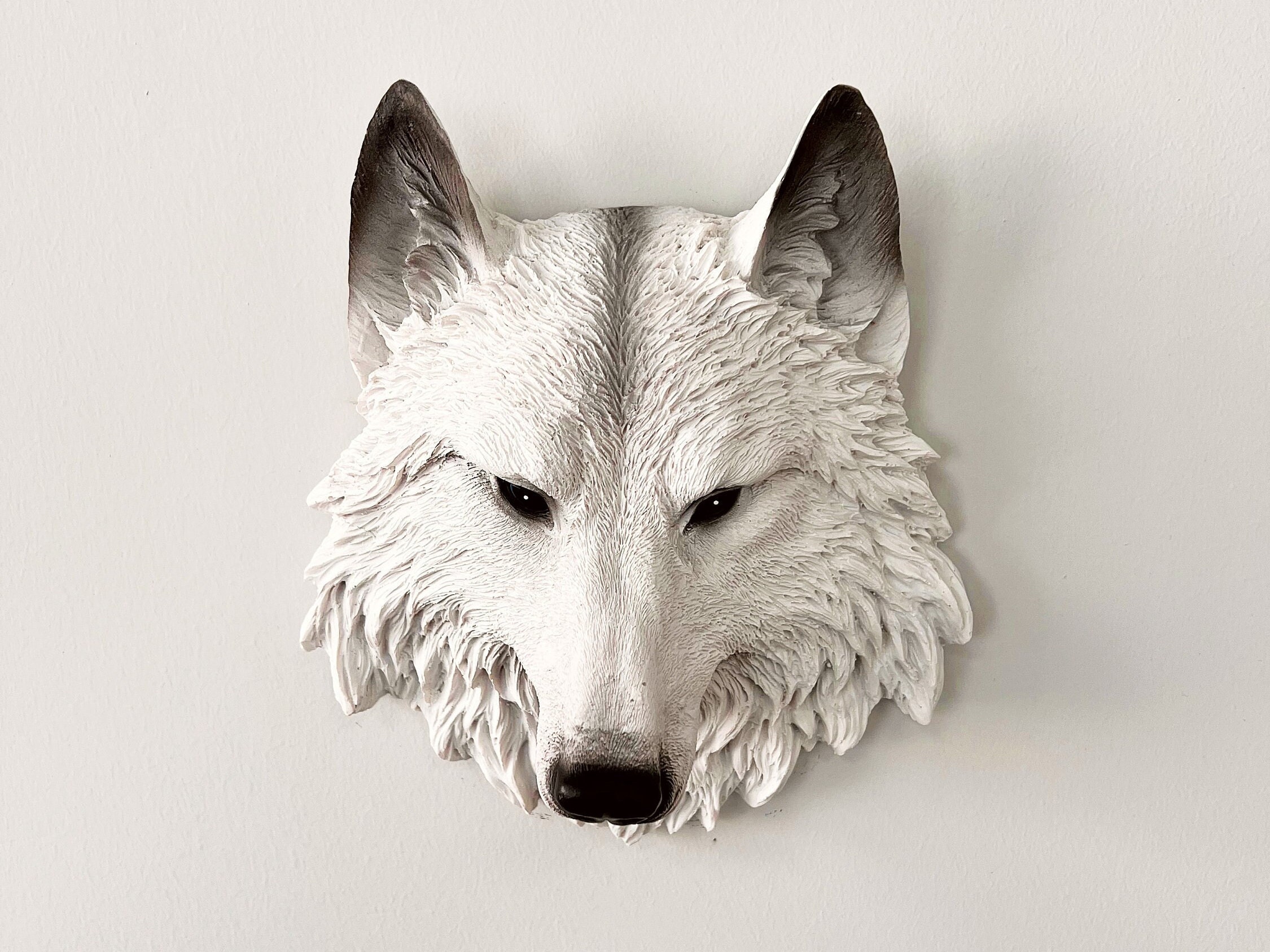 Handmade White Wolf Head Wall Decor: Resin Animal Figurine - Etsy
