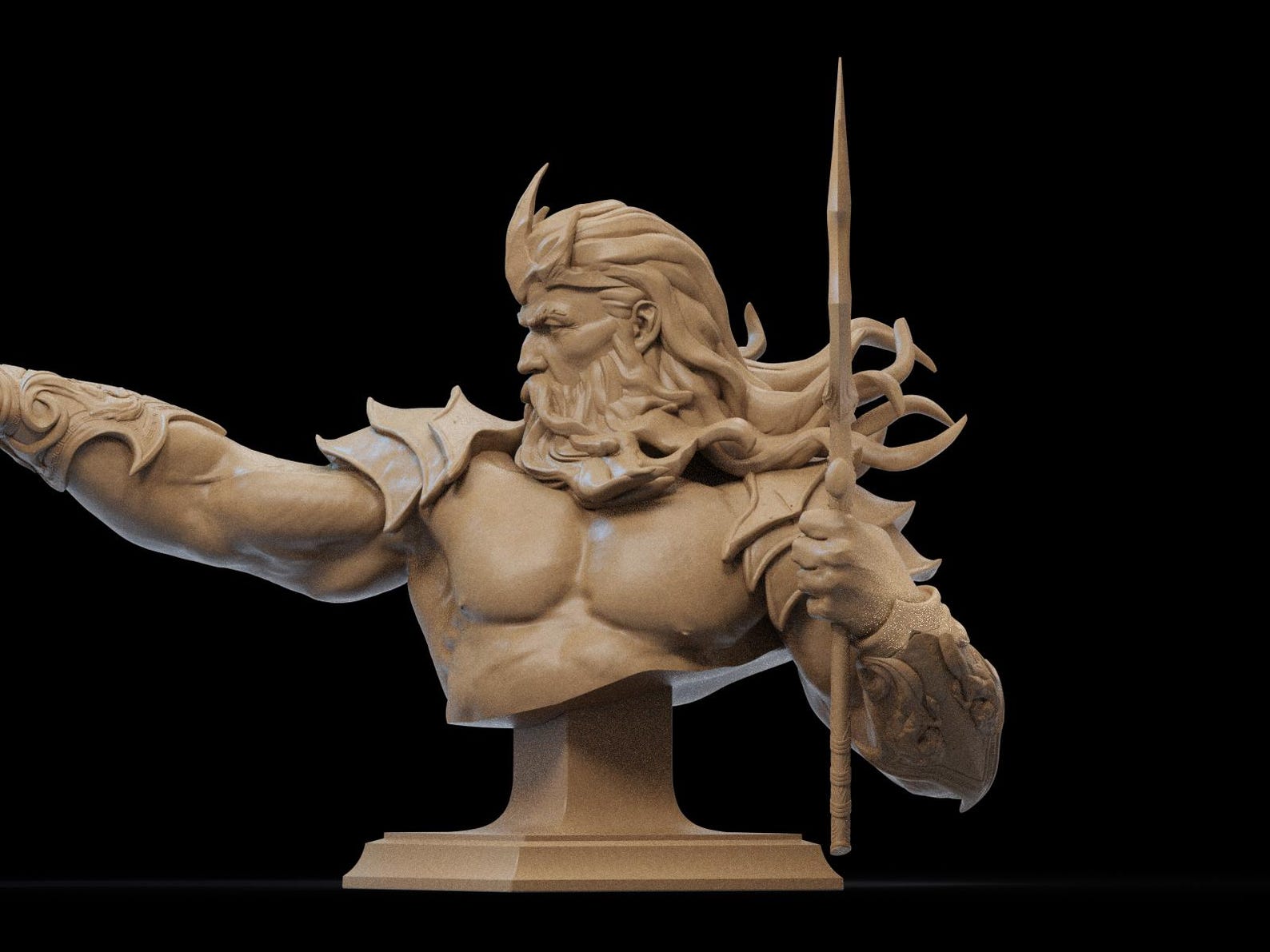 Fan-made Poseidon / Hand-painted Greek God Statue / Resin Collectible ...
