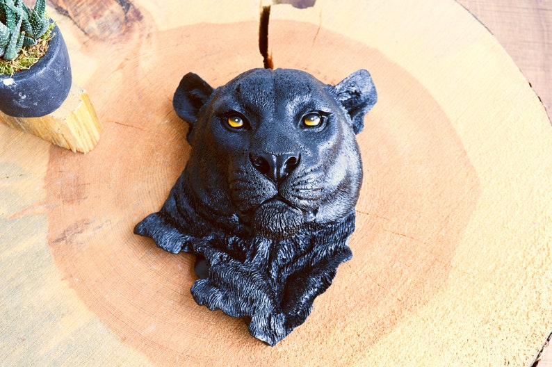 Black Puma Wall Decor / Puma Head Wall Decor / Animal Figurine - Etsy