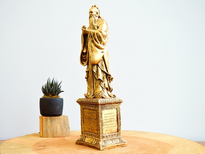 Large Confucius Statue in Gold Color - Etsy
