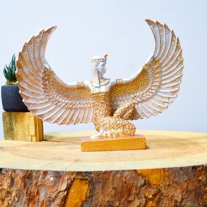 Egyptian Goddess Isis Open Wings Green Statue ,elegant Decor, Large God ...