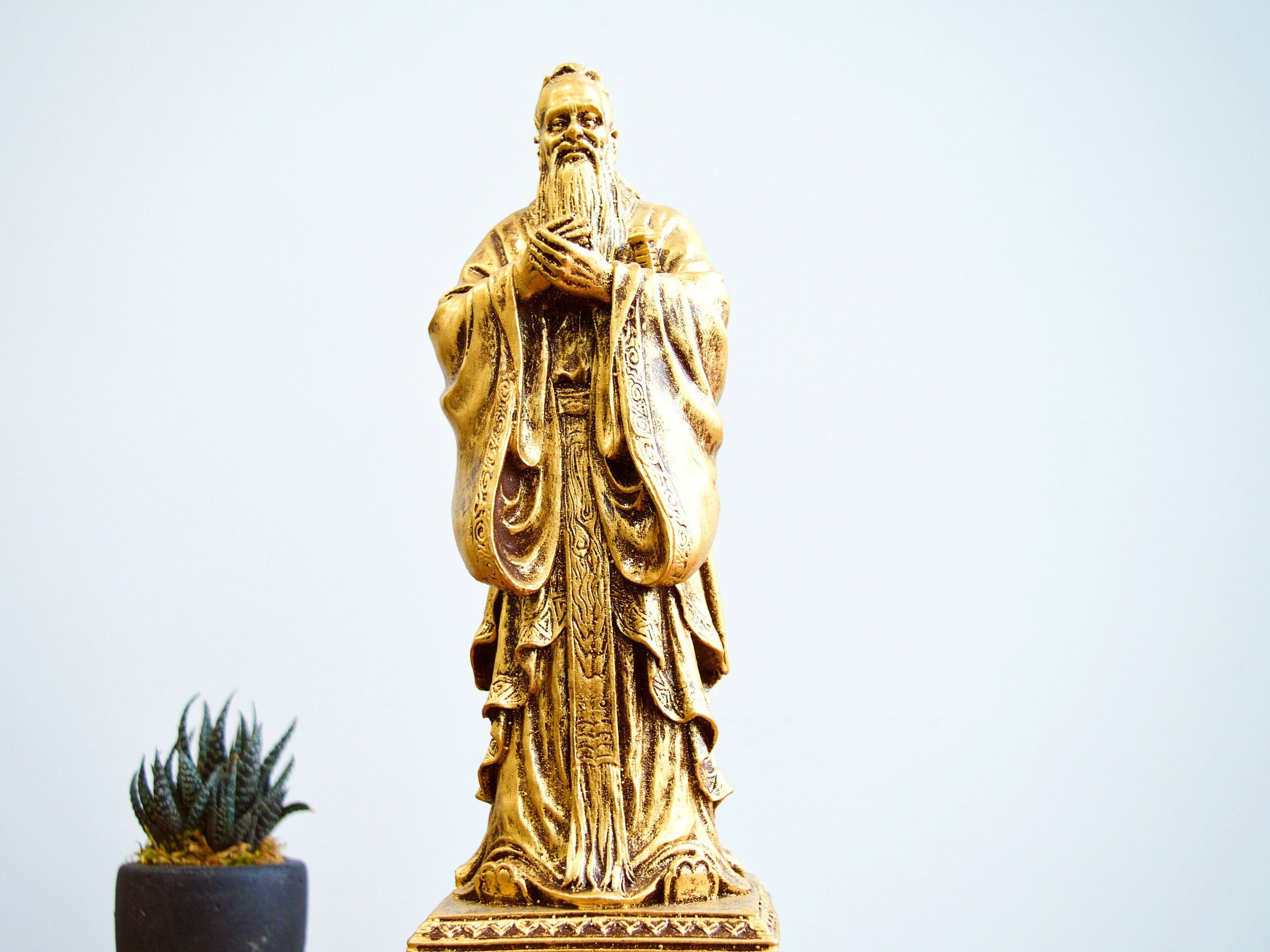 Large Confucius Statue in Gold Color - Etsy