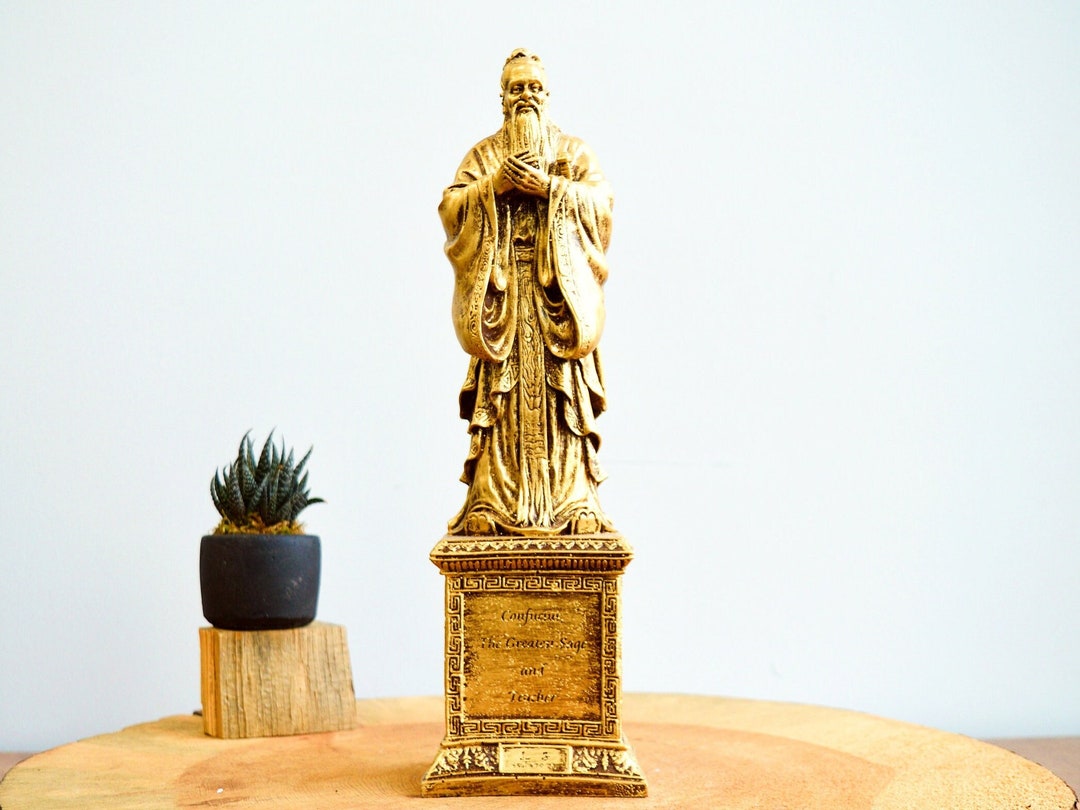 Large Confucius Statue in Gold Color - Etsy