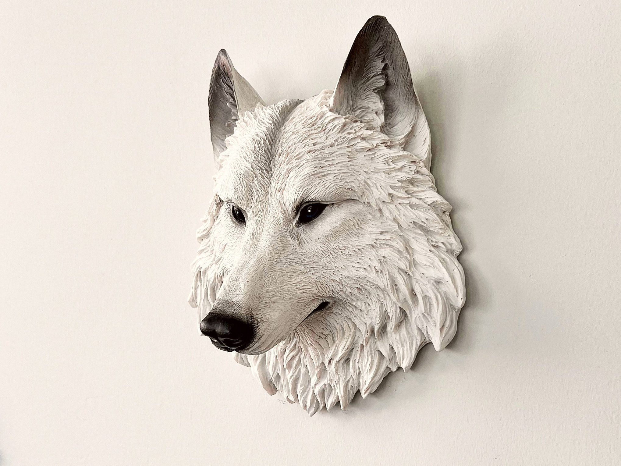 Handmade White Wolf Head Wall Decor: Resin Animal Figurine - Etsy