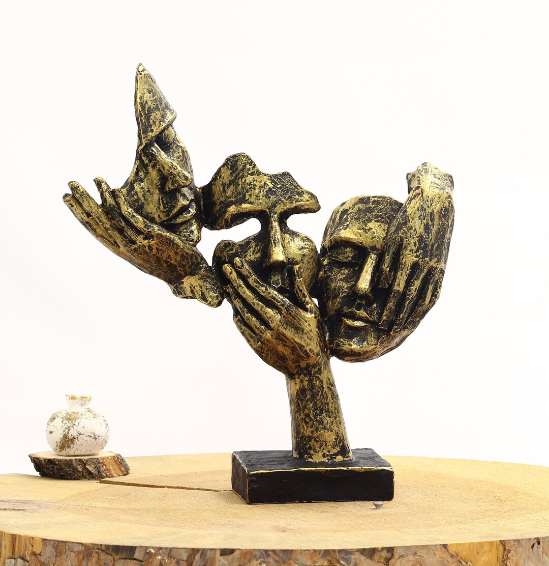 See No Evil Mask Sculpture: Modern Gold Home Decor (11.42 Inches) - Etsy