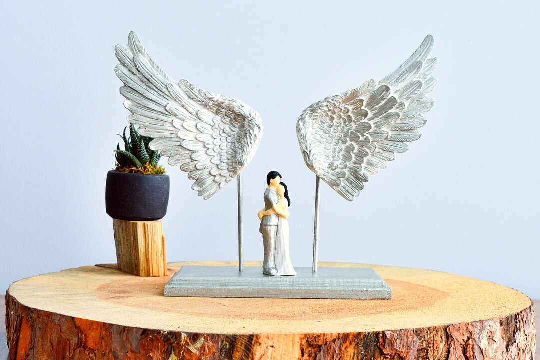Vintage Angel Wings and Embracing Lovers Sculpture Handmade Statue - Etsy