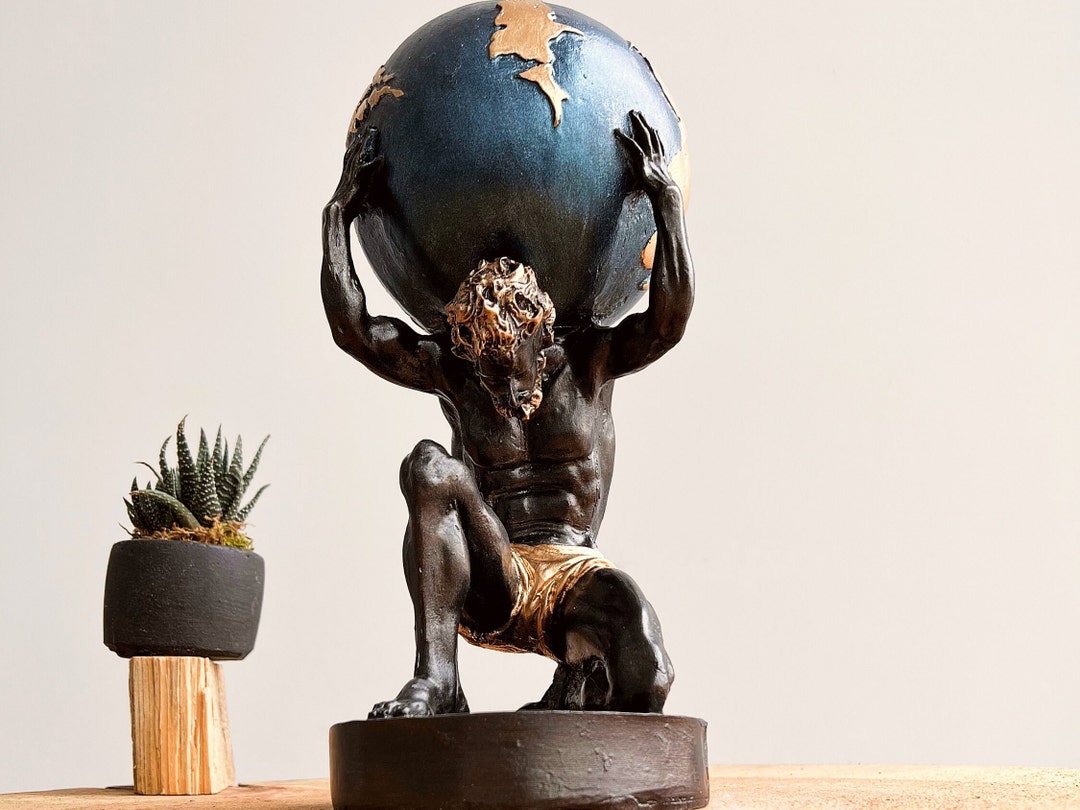 11in Atlas Statue Carrying the World, Atlas Sculpture, Ancient Greek ...